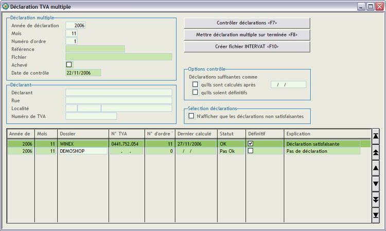 Déclaration de TVA multiple